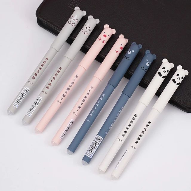 Black Blue Erasable Pens Cartoon Panda Animal Pattern Erasable ...