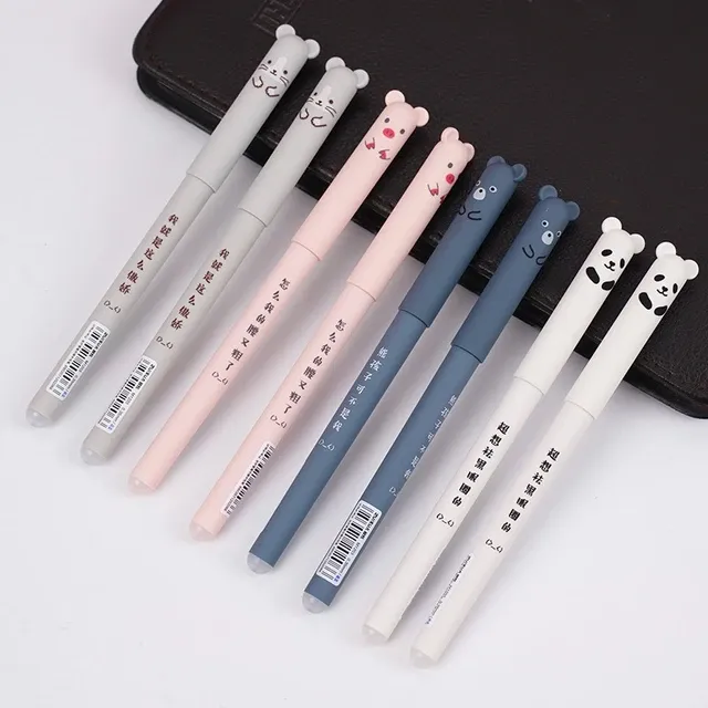 Black Blue Erasable Pens Cartoon Panda Animal Pattern Erasable ...