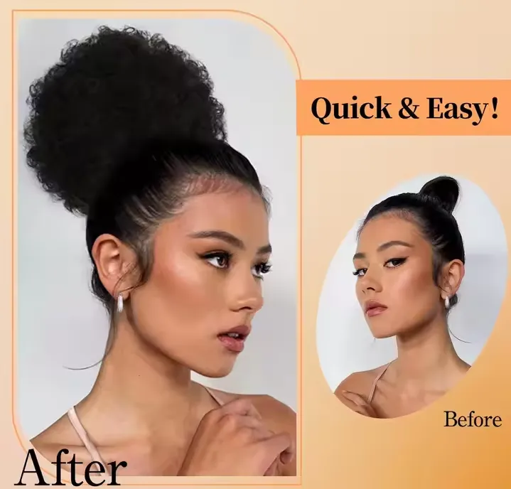 1pc Women's 10-Inch Afro Kinky Curly Synthetic Ponytail Drawstring Afro ...