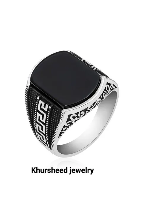 Turkish style Italian Ring Black stone model for boys and men | Daraz.pk