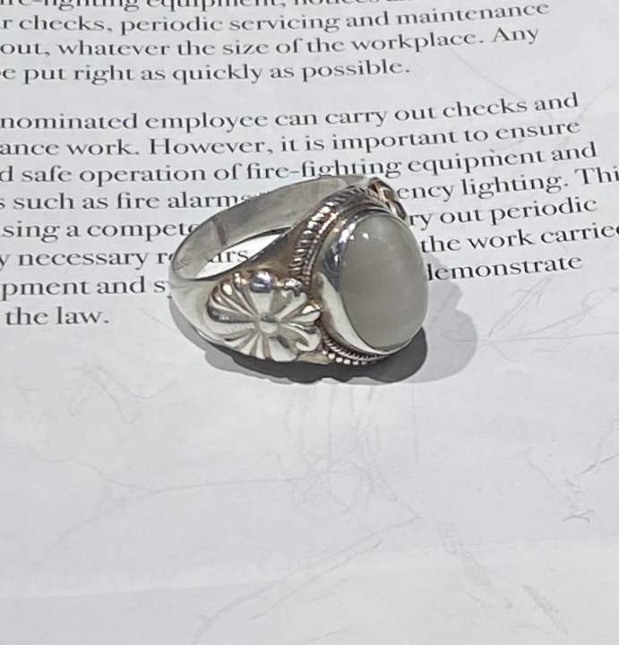 Pure Silver Ring With Natural Cats Eye / Men / 8.3Gram | Daraz.com.np