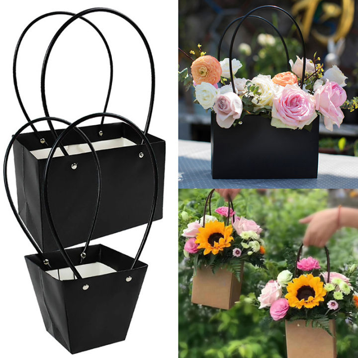 Portable Flower Box Waterproof Paper Handy Gift Bag Kraft Handbag ...