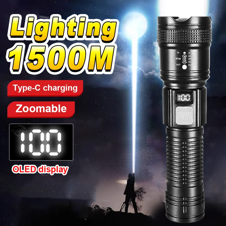 100000 Lumens Super Bright Long Range LED Flashlight Tactical ...