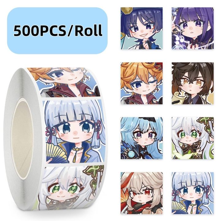500PCS/Roll Cute Cartoon Genshin Impact Sealing Stickers Graffiti ...