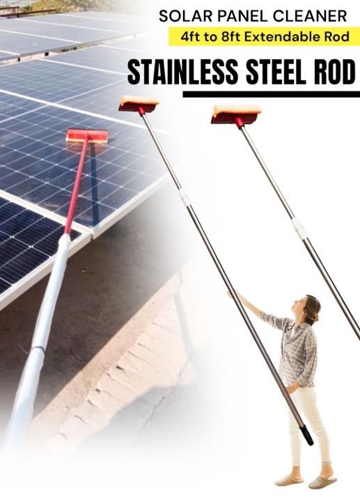 Solar Panels Cleaner with 4ft to 8ft Long Stainless steel Extendable ...