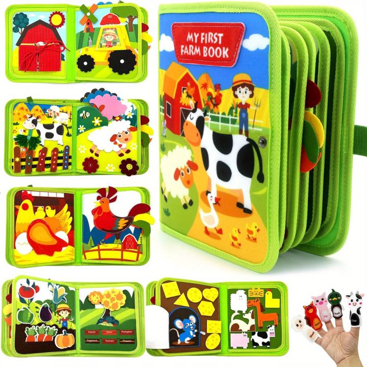 First Farm Book Vibrant Farm Themed Busy Board for Youngsters Includes ...