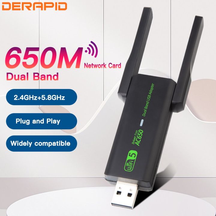 WiFi USB AC650 Adapter Dual Band Wireless USB2.0 Network Card Hot Spot ...