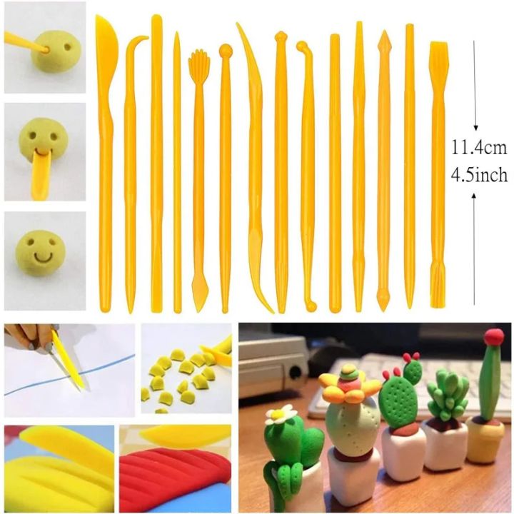 14Pcs/Set Plastic Clay Sculpting Set Wax Carving Pottery Tools Carving ...