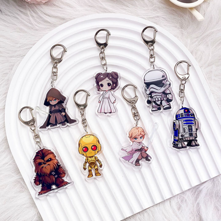 Star Wars Acrylic Keychain Luke/Anakin/Yoda Jedi Charm with Lightsaber ...