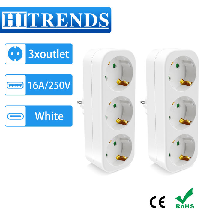 2pcs European Conversion Plug Electrical Socket German Standard 250V 16A Multiple Plug Power ...