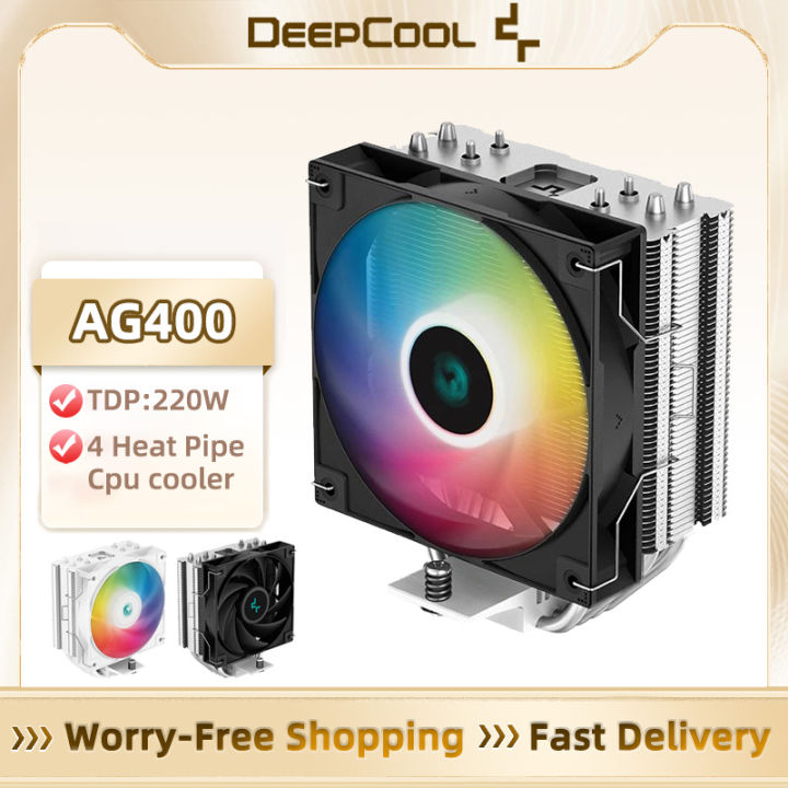 DEEPCOOL AG400 CPU Cooler ARGB PWM 2000RPM Cooling Fan 4 Heat Pipe TDP ...