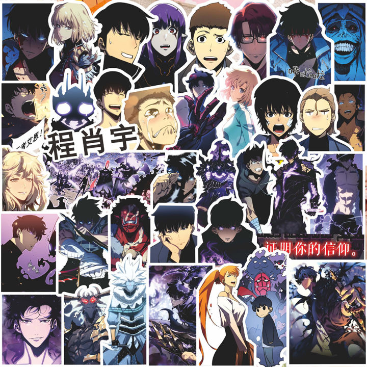 10/35/75pcs Cool Anime Solo Leveling Stickers Cha Hae In Sung Jin Woo ...