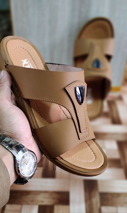 pure leather sliper for man. handemade stiched chapple for man | Daraz.pk