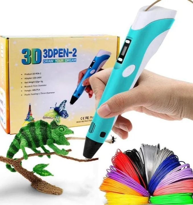 3D Printing Pen with Display - Includes 3D Pen, 3 Starter Colors of PLA ...