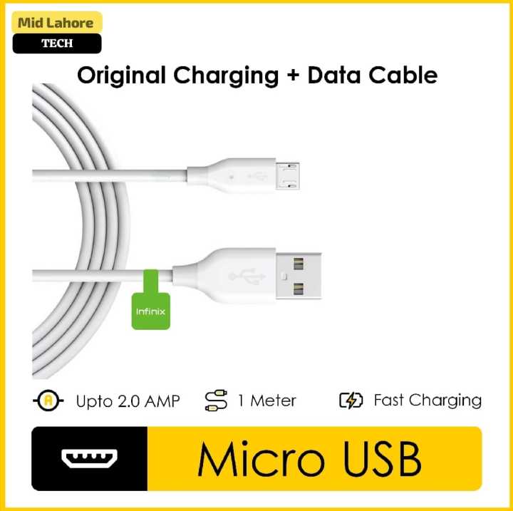 Infinix Data Cable Micro USB 1 meter length new stock Mid Lahore TECH ...