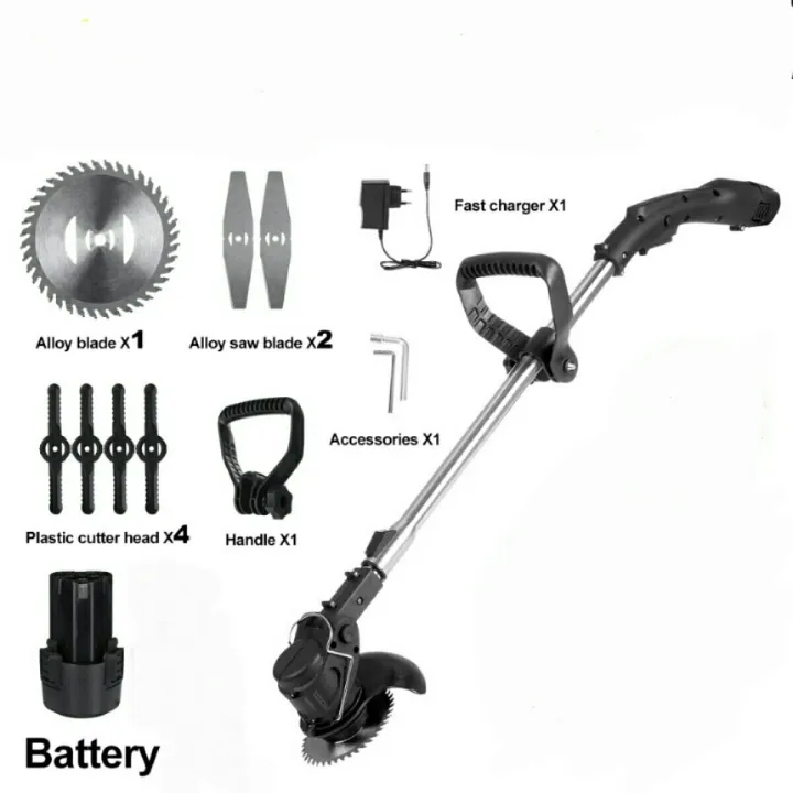 12V Cordless Grass Cutter Rechargeable Brush Cutter Grass Trimmer Lawn ...