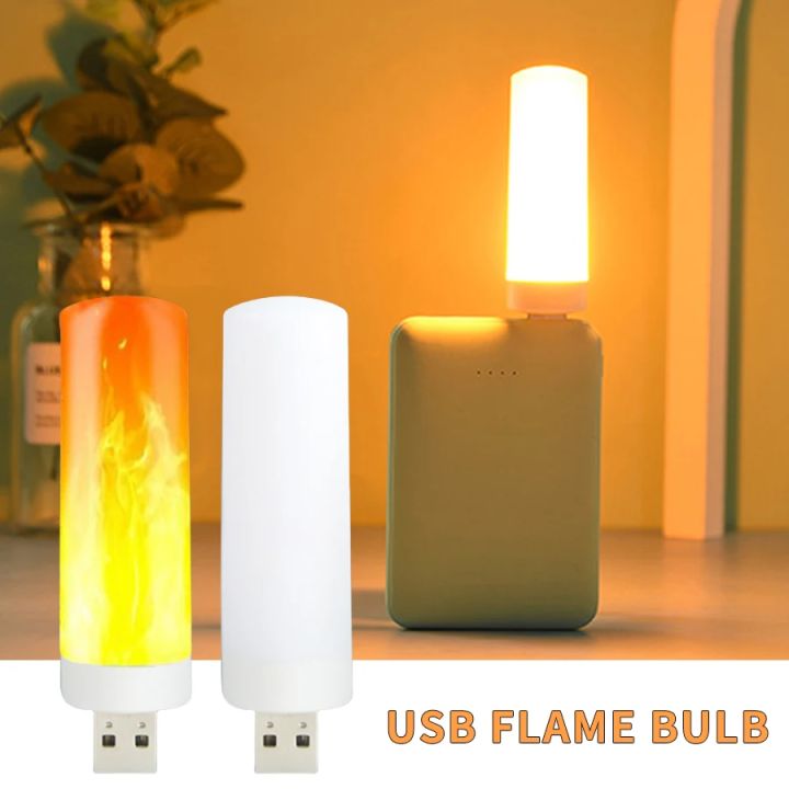 USB LED Night Lamp Simulated Flame Bulbs Night Light Flame Light Effect ...