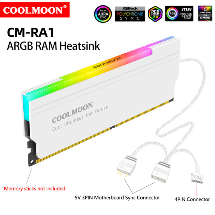 COOLMOON 5V-3PIN ARGB RAM Heatsink Heat Spreader Cooler Memory Cooling ...