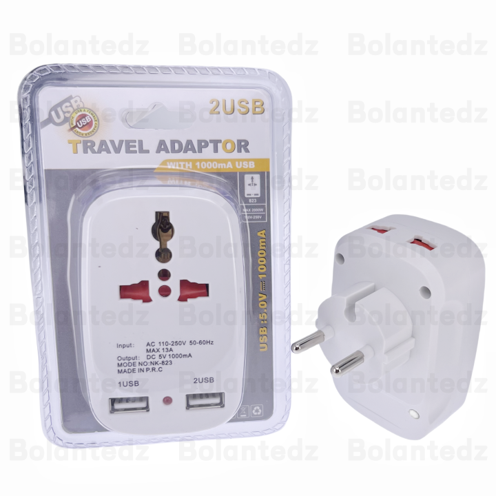 Universal International Plug Adapter 2 USB Charging Port World Travel ...