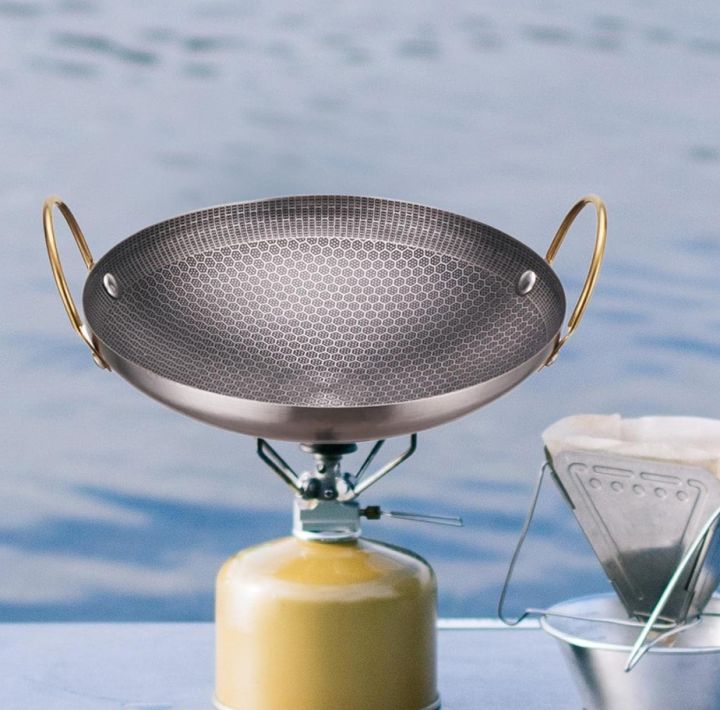 28cm Honeycomb Stainless Steel Wok Pot Frying Pan Stockpot | Daraz.com.bd