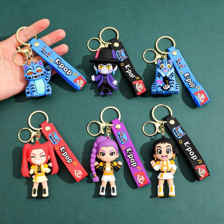 Anime Movie Kpop Demon Hunters Girls Derpy Keychains 3D Stereo Doll ...