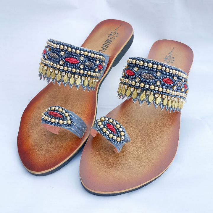 Fashionable Rajsthani kolapuri Design Flat Sandal for Girls, new design ...