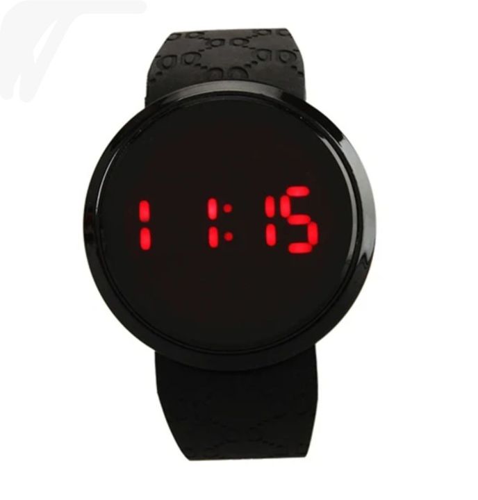 Rounds shape Led Touch Display style watch for Men And Women Black Dail ...