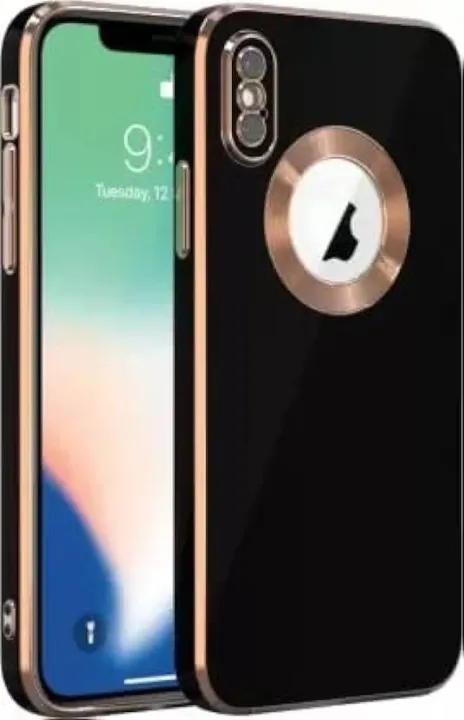 For iPhone X XS Ring Logo Cut Lens Protection Chrome Back Case Cover ...