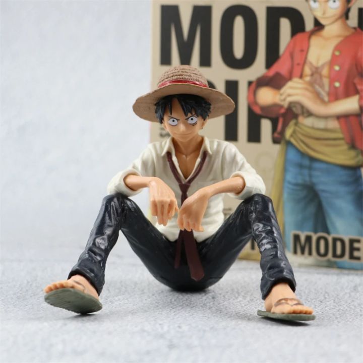 One Piece Anime Figure Toys Luffy Sitting Position Action PVC Figurine ...
