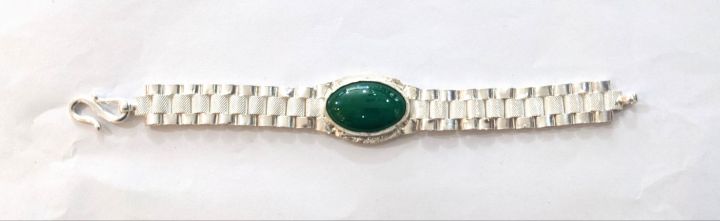 Pure Silver Watch Design Green Stone Bracelet For Men | Daraz.com.np