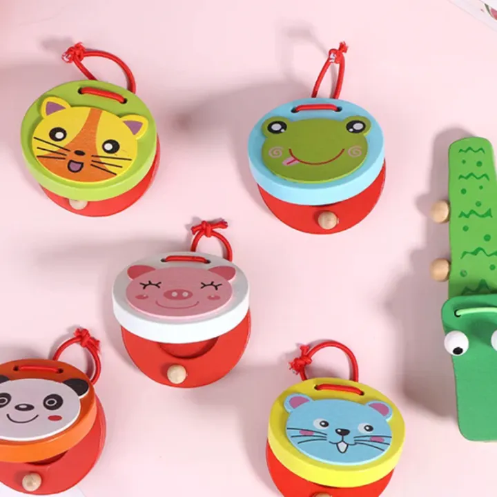 1Pc Kids Cartoon Wooden Crocodile/Round Castanets Music Instruments ...