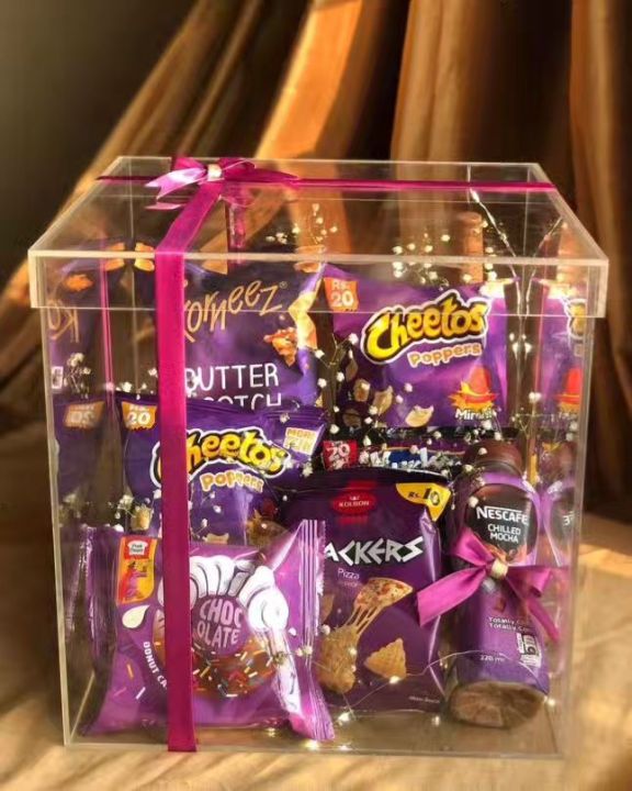 Acrylic Snack Box (from mocha morning to cheetos night)🤤💓 | Daraz.pk