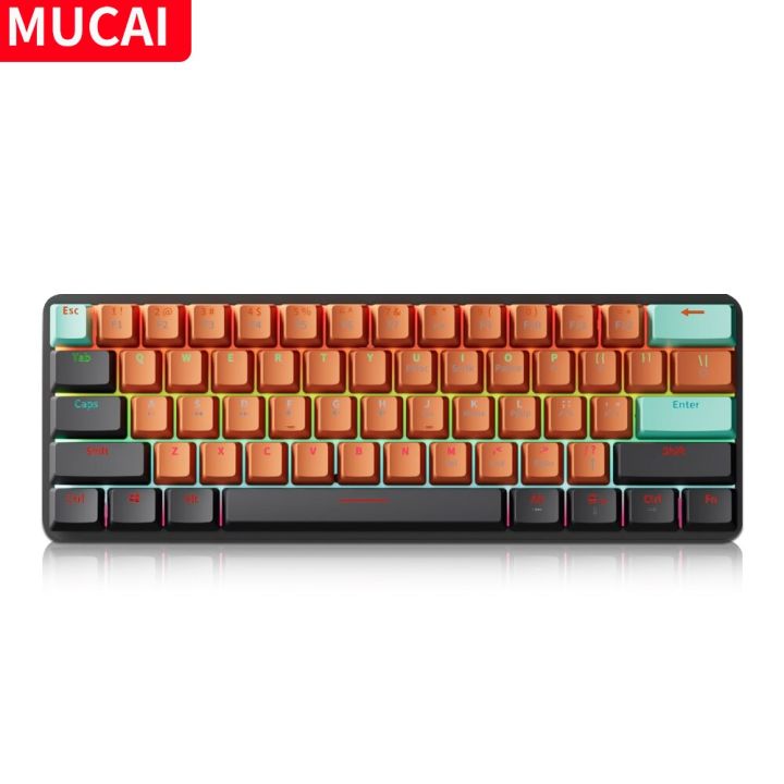 MUCAI 61 Key USB Wired Mechanical Keyboard LED Backlit Axis Gaming Mechanical Keyboard Red ...