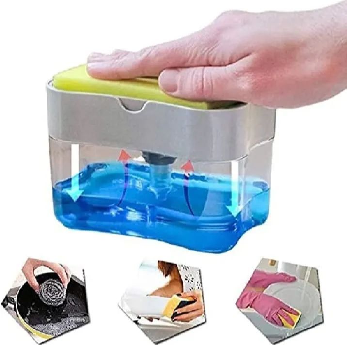 2 In 1 Scrubbing Liquid Detergent Dispenser Press Type Liquid Soap Box ...