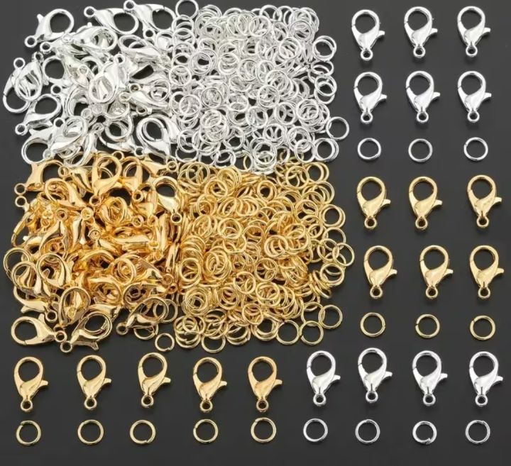 100pcs Stainless steel Silver/Gold Lobster Clasps+ Lobster Claw Clasps ...