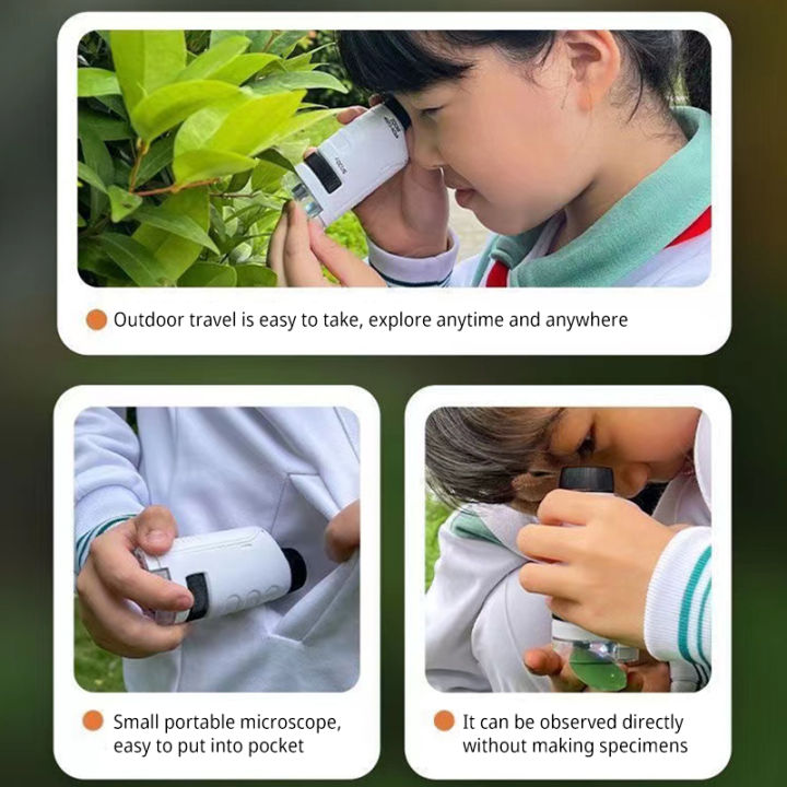 Mini Pocket Microscope Kit 60 To120x Portable Laboratory Microscope ...