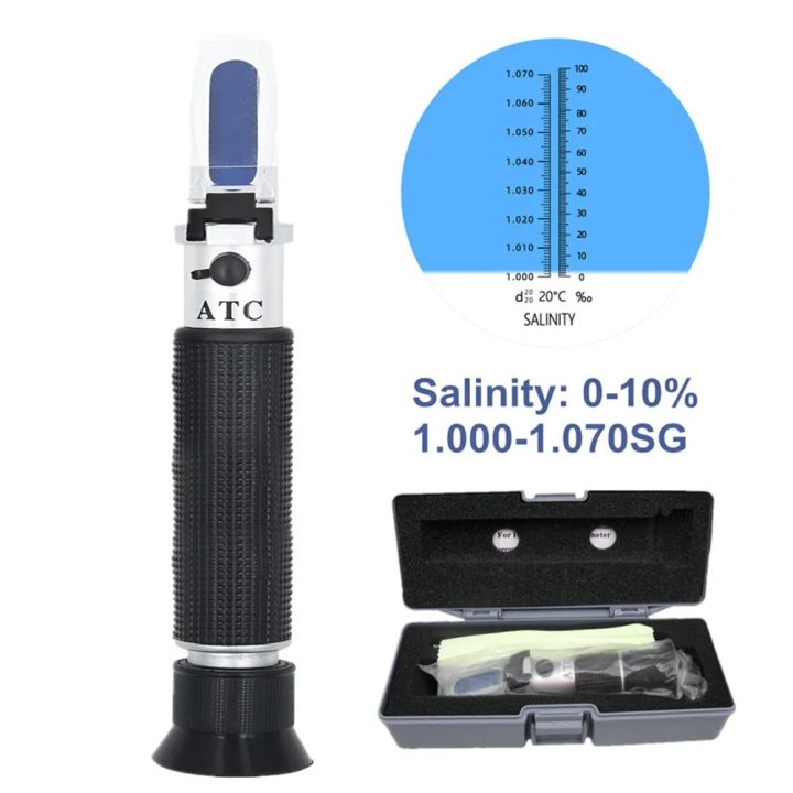 Seawater Refractometer ATC 0-10% Salinity Meter 1.000-1.070 SG Salt ...