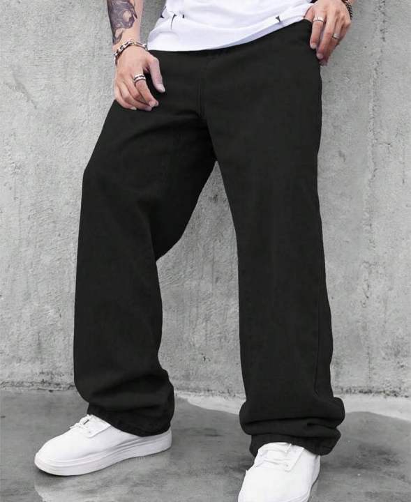 Men’s Black Wide Leg Denim Jeans | Men’s Baggy Jeans | ZRANZIE | Daraz.pk