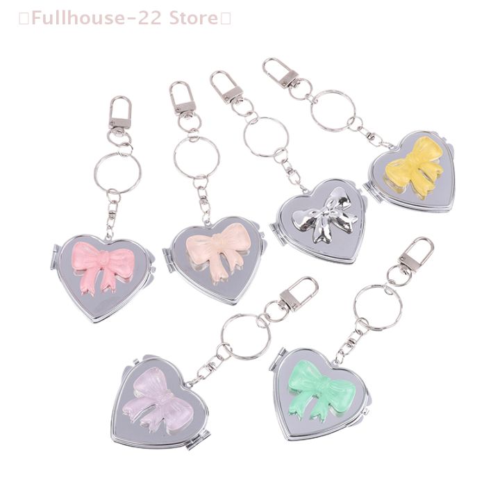 【MAX-22】1Pcs Bow Heart Shape Double Sided Cosmetic Mirror Zinc Alloy ...