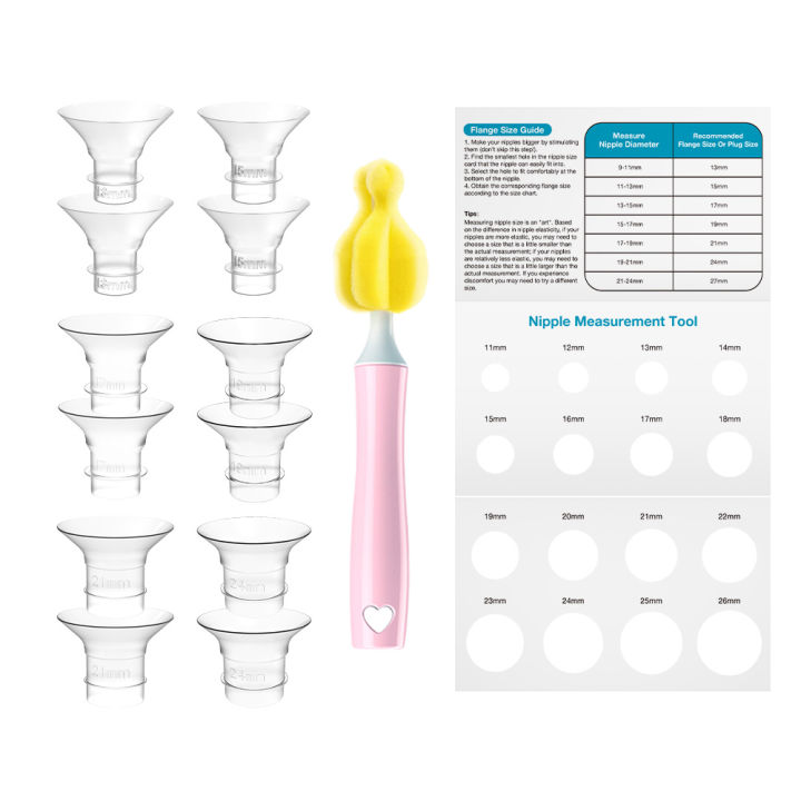 Silicone Flange Inserts for Breast Pumps Bottle brush Electric Breast ...