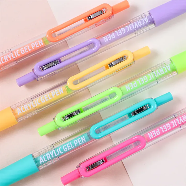 6PCS Retractable Color Gel Pens, 0.7mm Fine Tip, Large Capacity ...