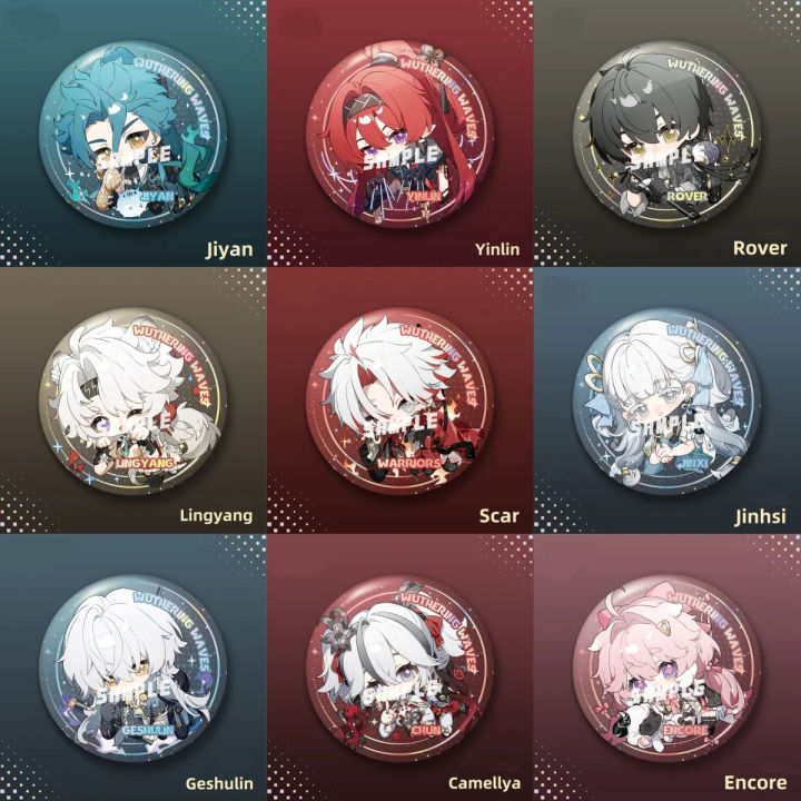 New Wuthering Waves Laser Badge Scar Jinhsi Yinlin Camellya Rover Cute ...