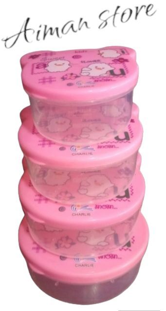 Pure Plastic Storage containers 4 piece Set/ Kitty Shape. | Daraz.pk