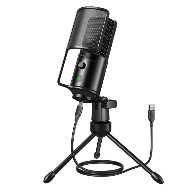 FIFINE USB Streaming Microphone with Pop Filter,Condenser Mic Set with ...