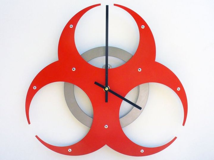 Biohazard Wall Clock I Fire Orange Custom Colors by All15Designs ...
