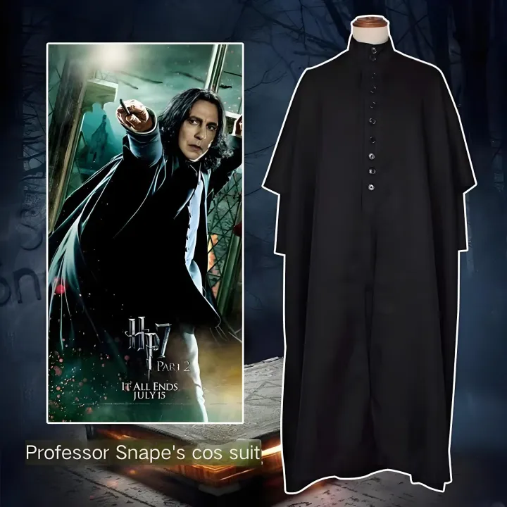 Professor Severus Snape Cosplay Costume Hogwartes School Black Cloak ...
