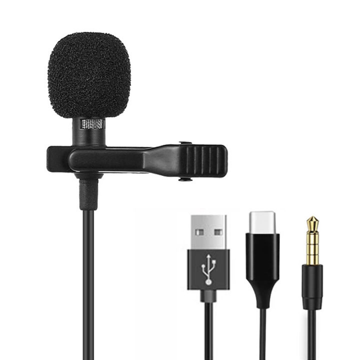 3.5mm Mini Microphone For PC Laptops Type C Lapel Clip-on Microphone ...