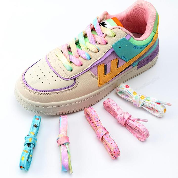 1Pair Print Shoelaces for Sneakers Quality Fabric Flat Shoe laces ...