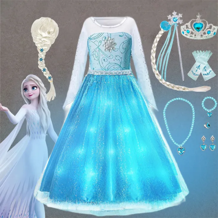 Glowing Disney Fairy Elsa Costume Frozen Movie Snow Queen Cosplay Christmas Party Gift Halloween ...