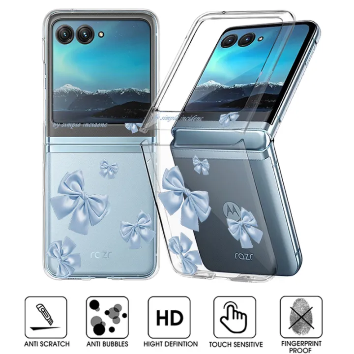 Transparent Luxury Bow Pattern Folding Case For Motorola Razr 40 50 ...